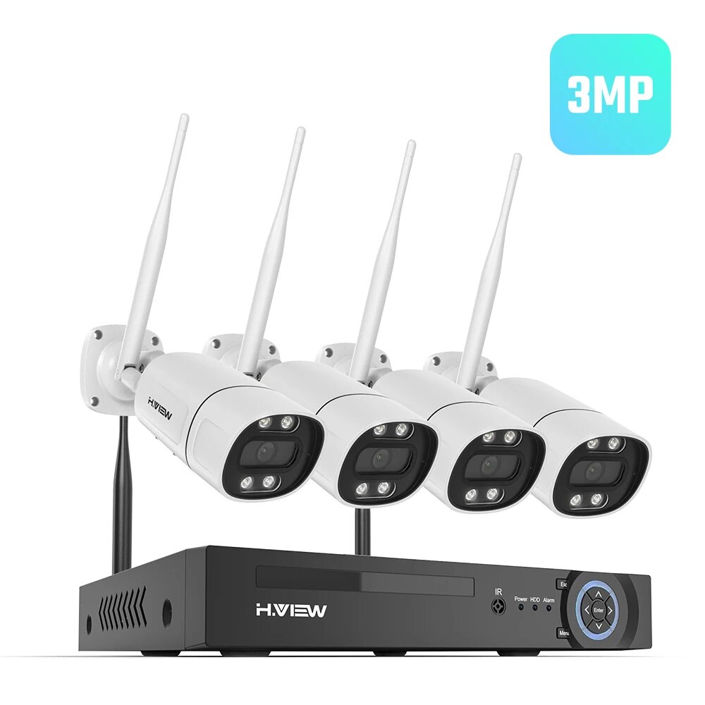 H.view 8CH 3MP 5MP беспроводная камера безопасности на Wi-Fi 2.4GHz система CCTV видеонаблюдения набор NVR наружная двухсторонняя аудио