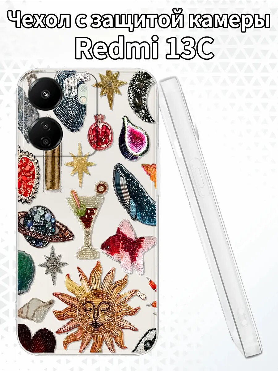 Чехол для Redmi13C с изображением вышивки