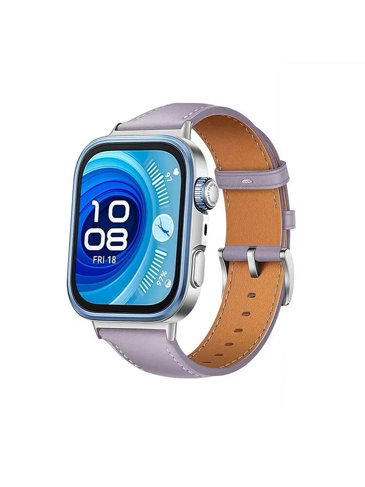 Кожаный ремешок для смарт-часов Huawei Watch Fit5/ Fit5 Pro/ Fit4/ Fit4 Pro/ Fit3, дизайн с серебряной застёжкой, повседневный модный стиль