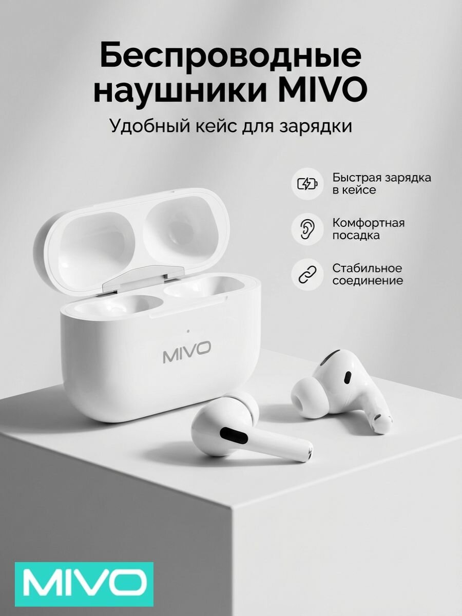 Беспроводные наушники MIVO MT-38 BТ 5.3 с микрофоном / IOS / Android / Siri