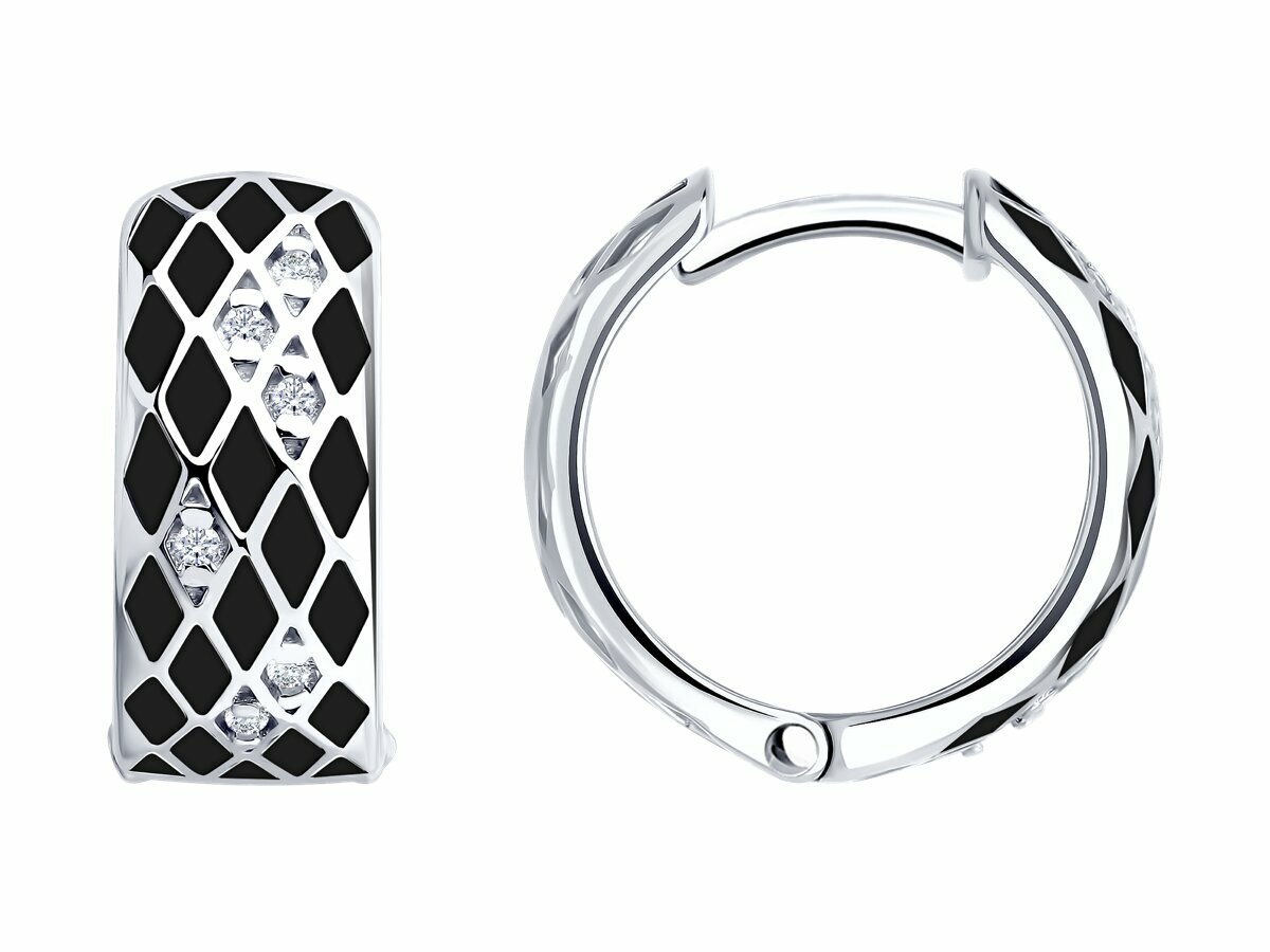 Серьги Diamant, серебро, 925 проба, фианит, эмаль
