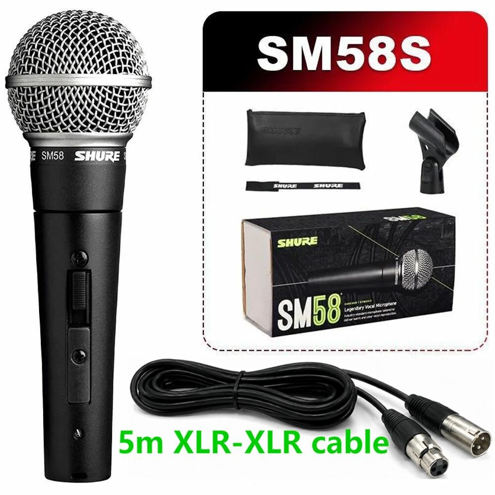 Shure Микрофон для живого вокала SM58 микрофон для компьютера караоке, серый