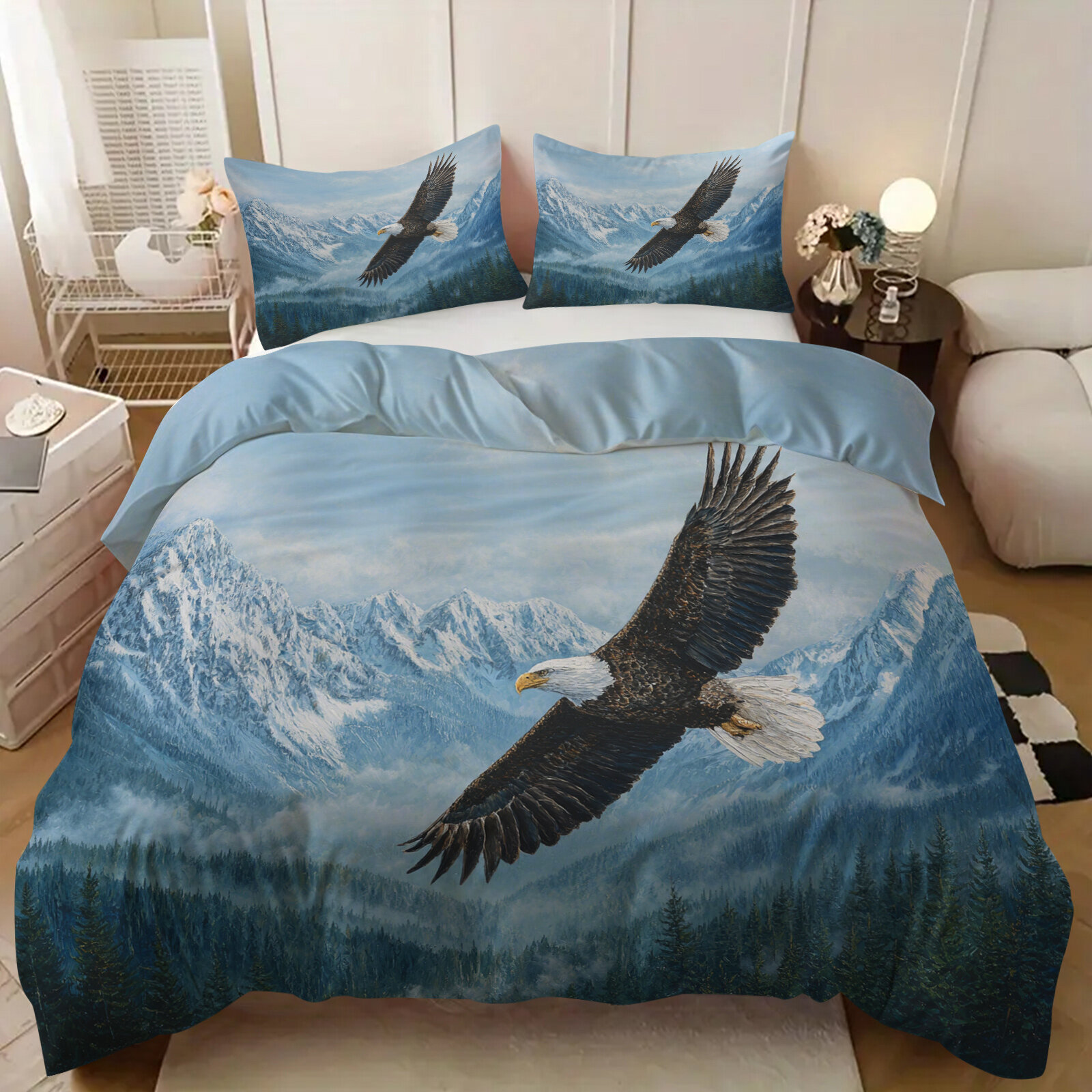 Орел Комплект постельного белья 1.5/2-сп/Евро 3 предмета 175x215cm Животное Mикрофибра 2 наволочки 70х70