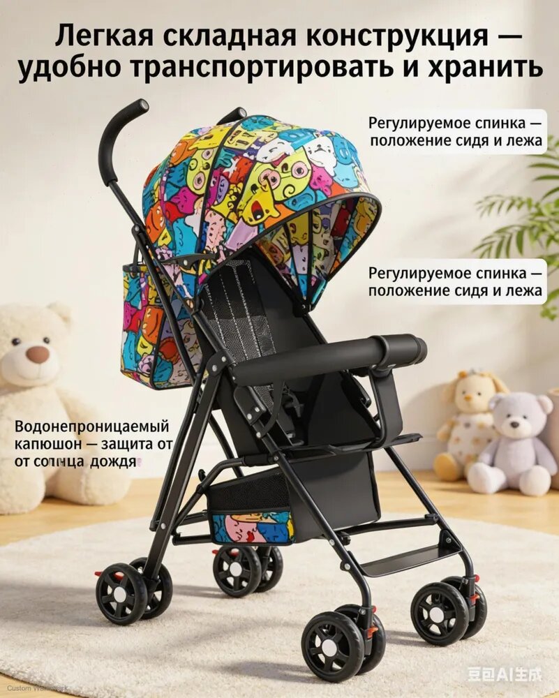 Детская коляска легкая складная сидя-лежа