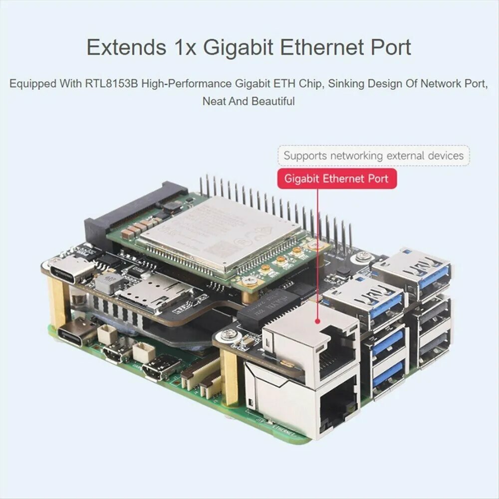Для Raspberry Pi5 PCIe TO MiniPCIe Ethernet USB-Концентратор Плата Адаптера