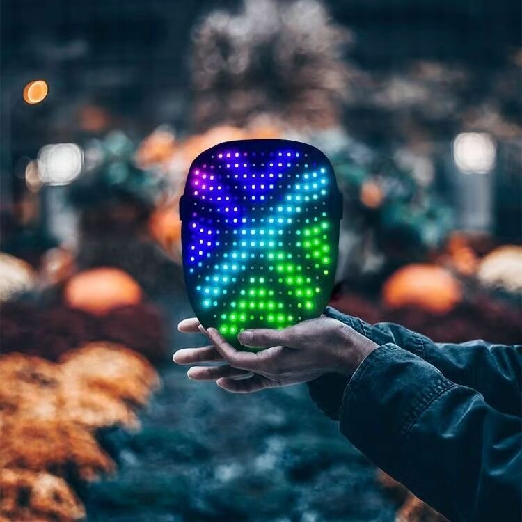 Смарт-маска с LED и жестовым управлением для Хэллоуина и косплей-вечеринок, регулируемая и веселая аксессуар