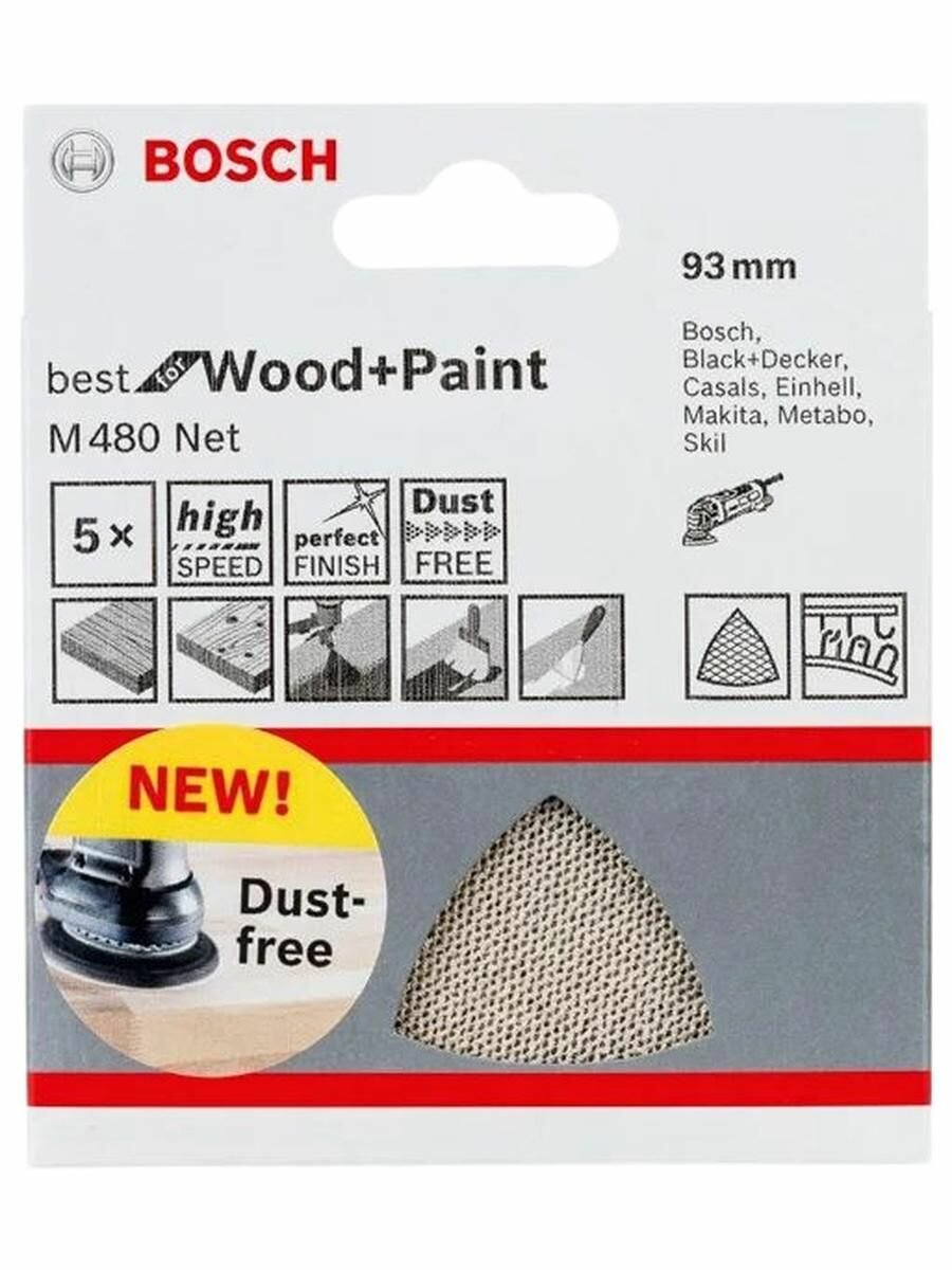 Шлифлист на сетчатой основе (93 мм; Р80; 5 шт.) Bosch 2608621189