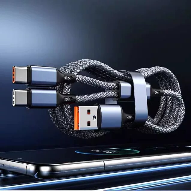 Кабель-сплиттер с двумя USB-C для Android 240Вт, длина 2м, быстрая зарядка