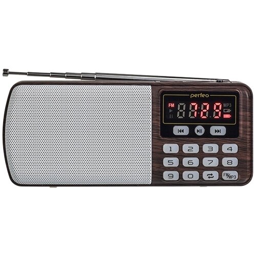 Радиоприемник Perfeo I120 Егерь, usb mp3, FM, питание от usb или аккумулятора - коричневый