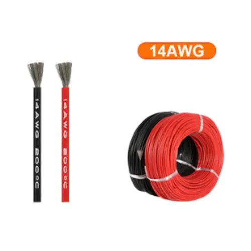 Силиконовый медный кабель 14 awg силовой (красный+черный по 2м)