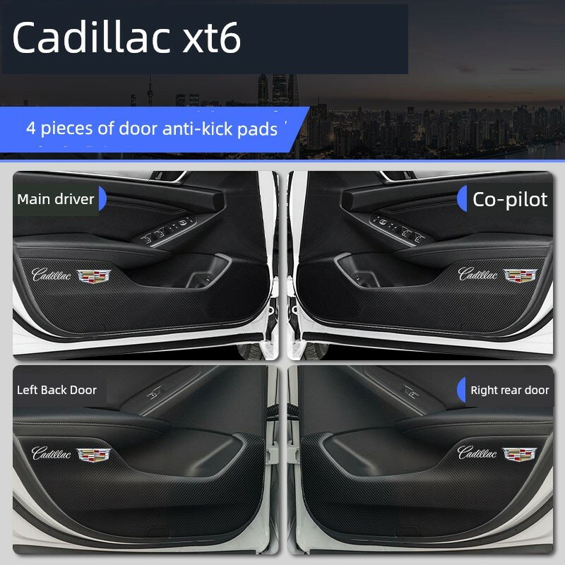 Комплект из 4 ковриков для дверных петель Cadillac XT6 с логотипом, премиальные аксессуары для защиты салона