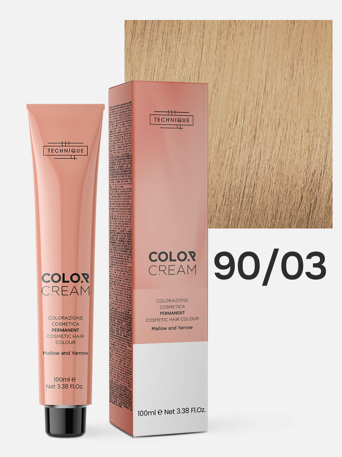 Крем - краска для тонирования волос профессиональная Technique Color Cream Permanent Cosmetic Hair Colour 90.03 Тонер Золотистый, 100 мл