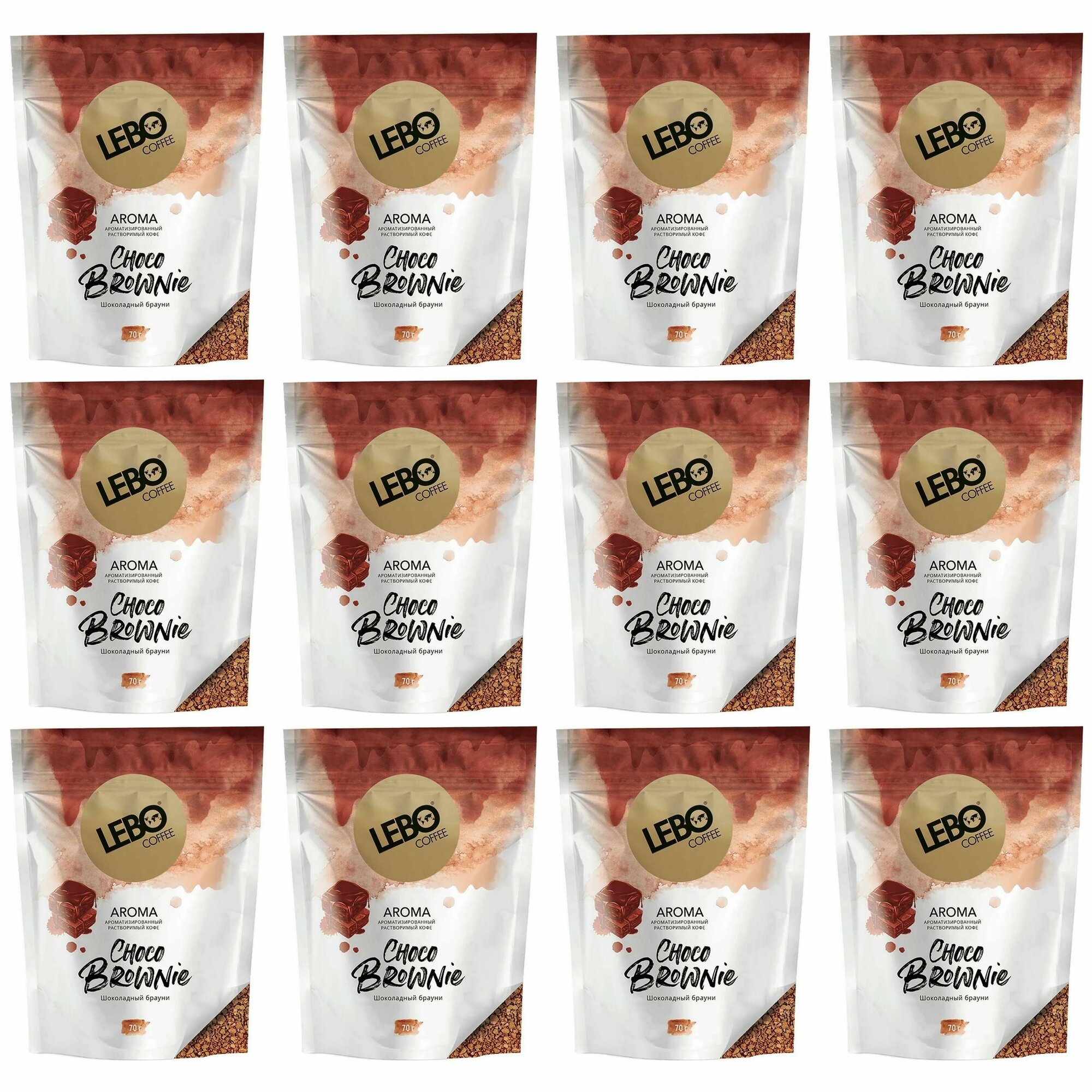Lebo Кофе растворимый Aroma Choco Brownie, сублимированный, 70 гр, 12 уп/