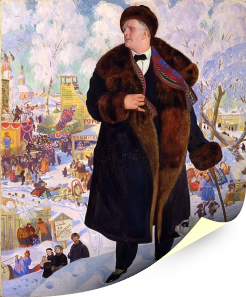 "Портрет Ф. И. Шаляпина", Кустодиев Борис Михайлович, картина (репродукция) (50х60 см / без подрамника)