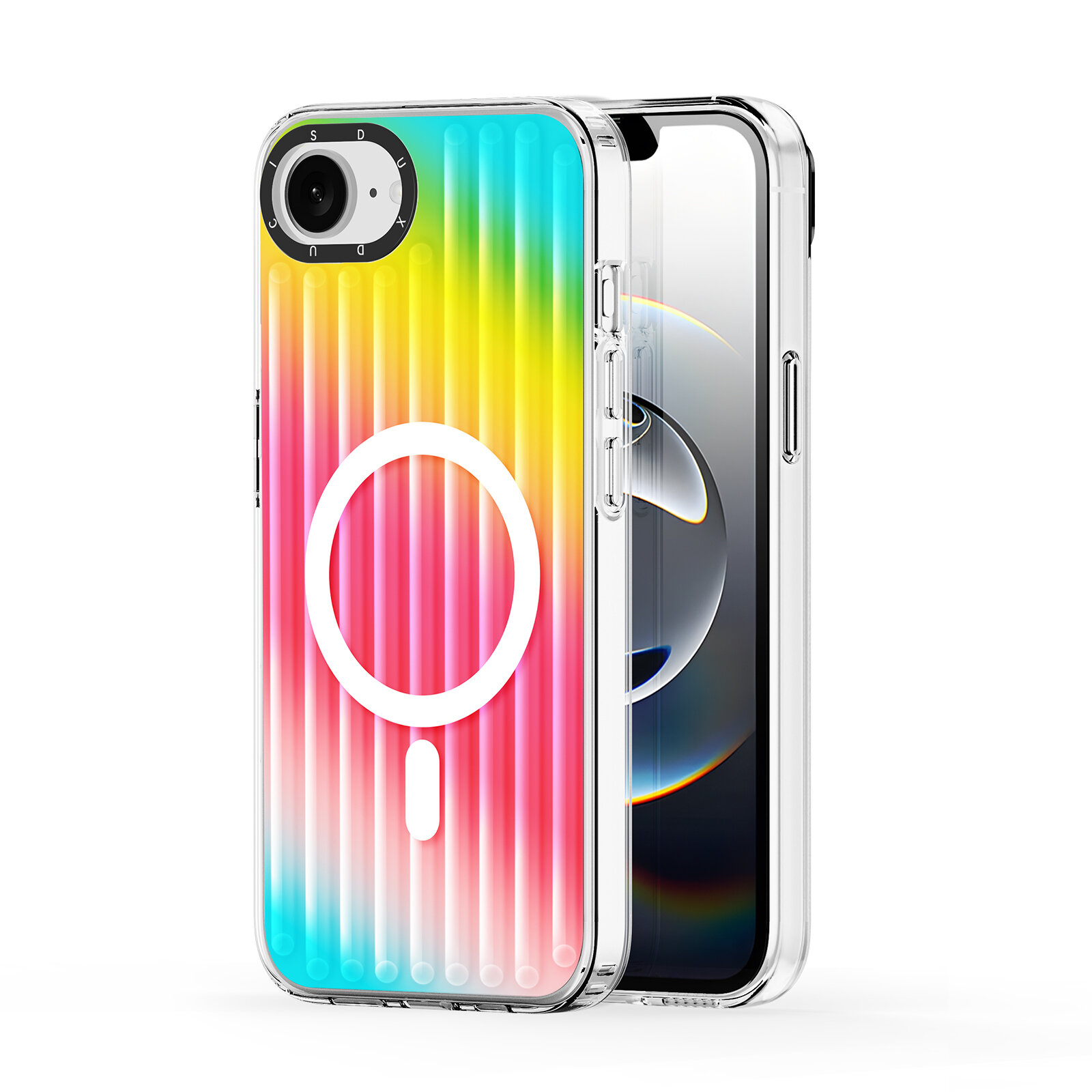 Усиленный прозрачный чехол (Gradient Rainbow) с поддержкой MagSafe от Dux Ducis для iPhone 16e и 17e, серия Zest Series Case