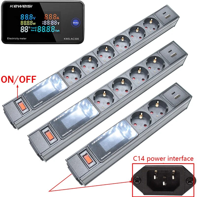 Настольная розетка EU с вольтметром, 3 гнезда, USB+Type-C, цвет 3