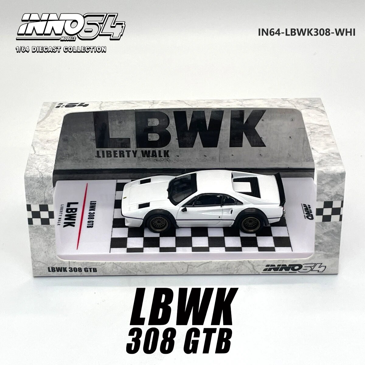 Модель автомобиля INNO64 Ferrari 308 GTB LBWK белая 1:64