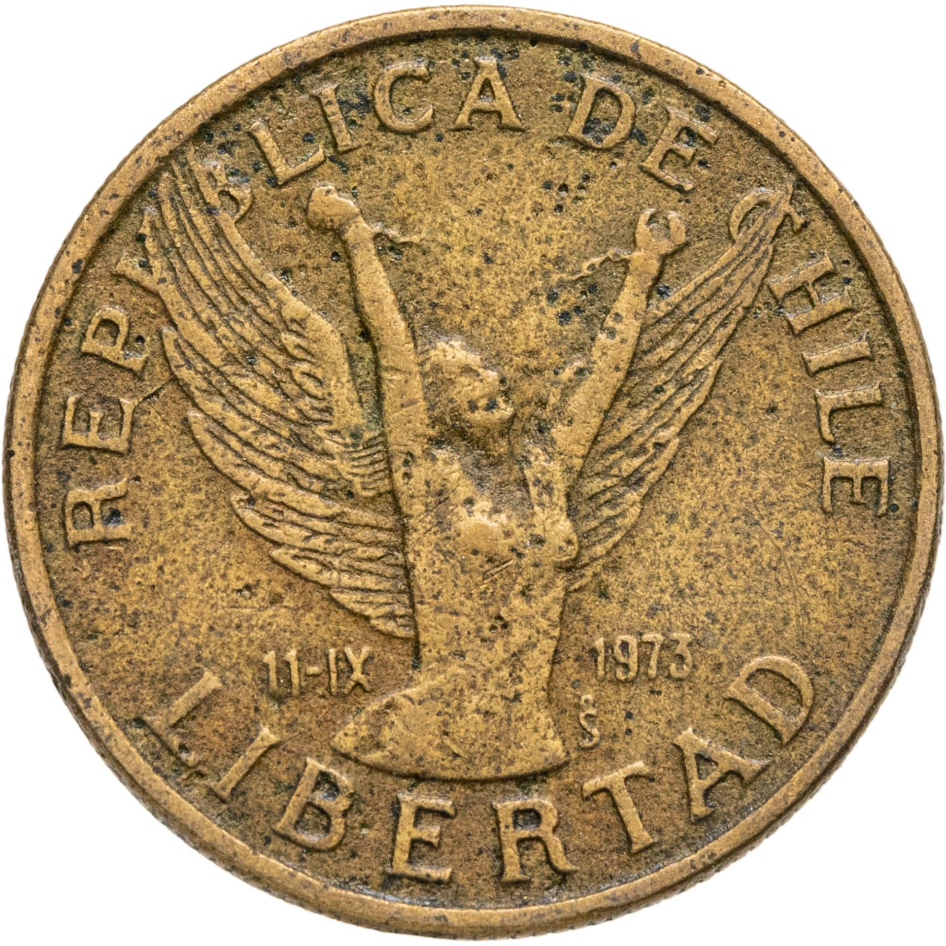 Чили 10 песо pesos 1981, Латунь, в сохранности F