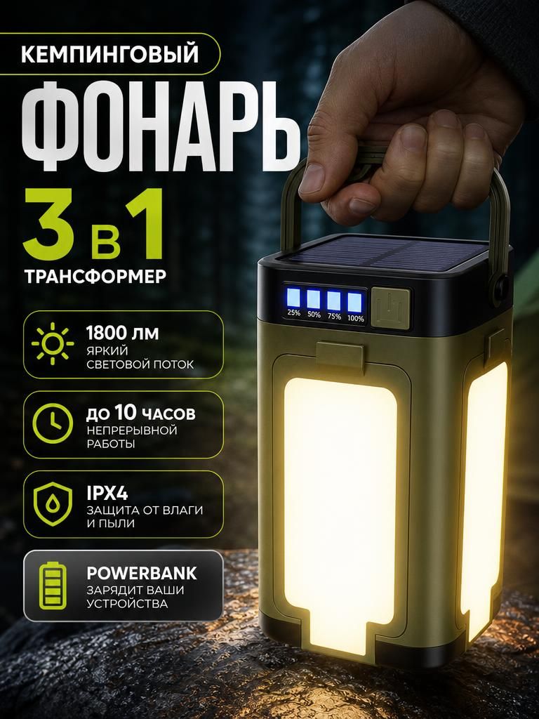 Фонарь кемпинговый аккумуляторный мощный в палатку