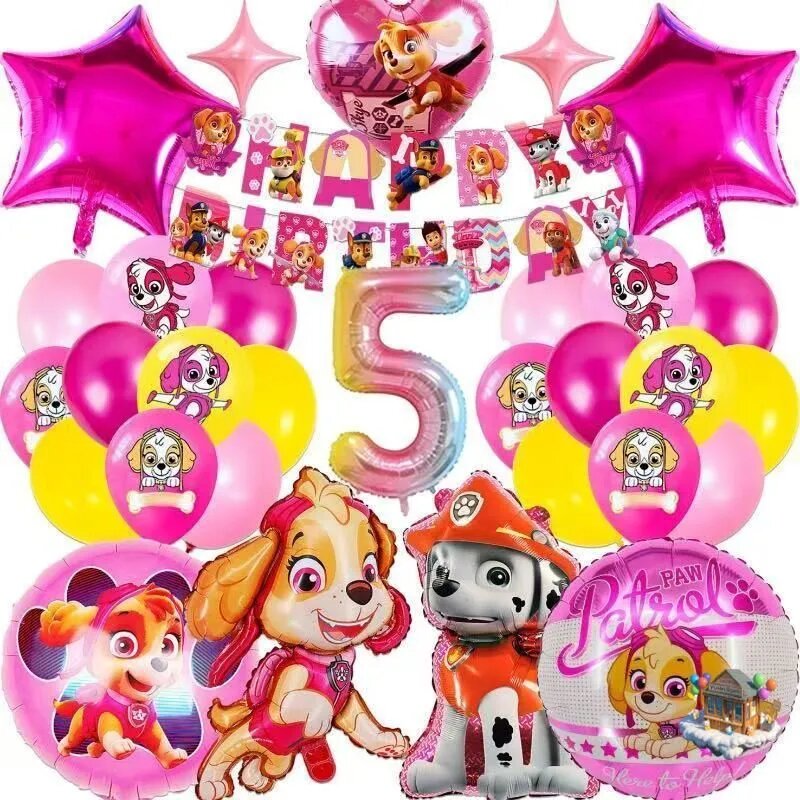 Набор фольгированных шаров PAW Patrol (Щенячий патруль) с цифрой, для дня рождения, украшение комнаты и стола, подарок мальчику и девочке