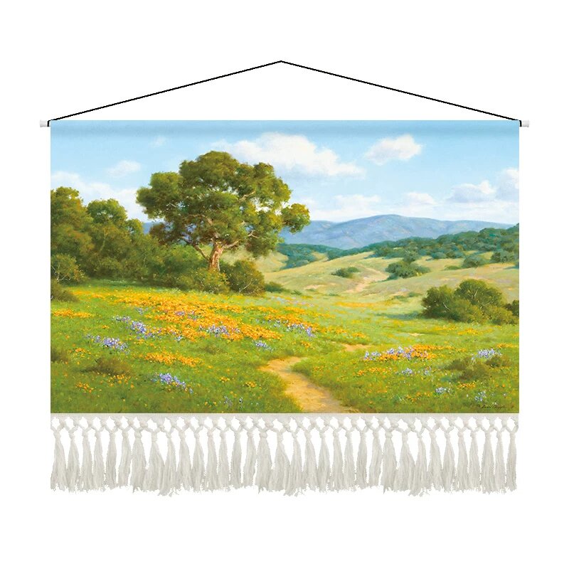 Художественная цветочная тканевая картина, 160x100 см, белый фриз, плотная хлопковая ткань