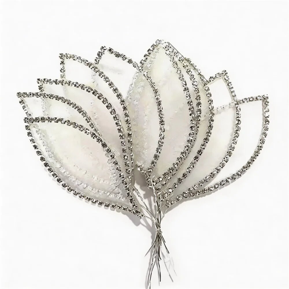 3D цветы из органзы с бисером, для декора Серебряный, silver 50PCS