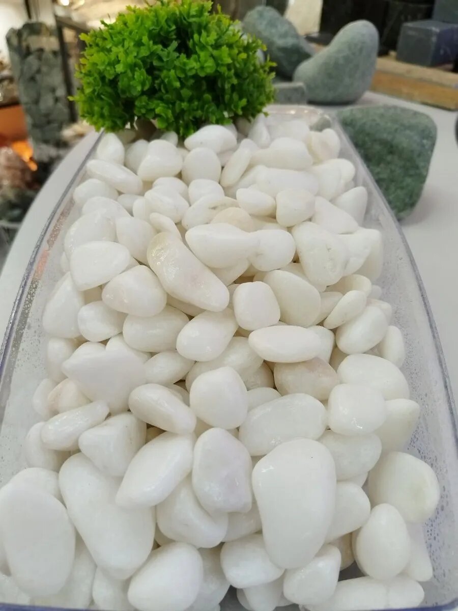 Галька мраморная белая 15-20 мм отборная