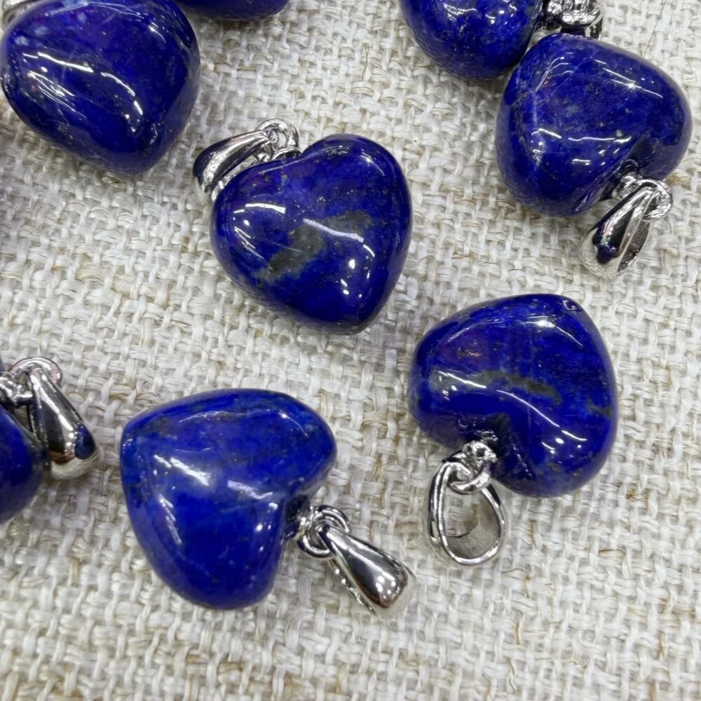 Натуральный аметист, лабрадорит, синий апатит, 15x10 мм/1 шт, подвеска в форме сердца, для Lapis
