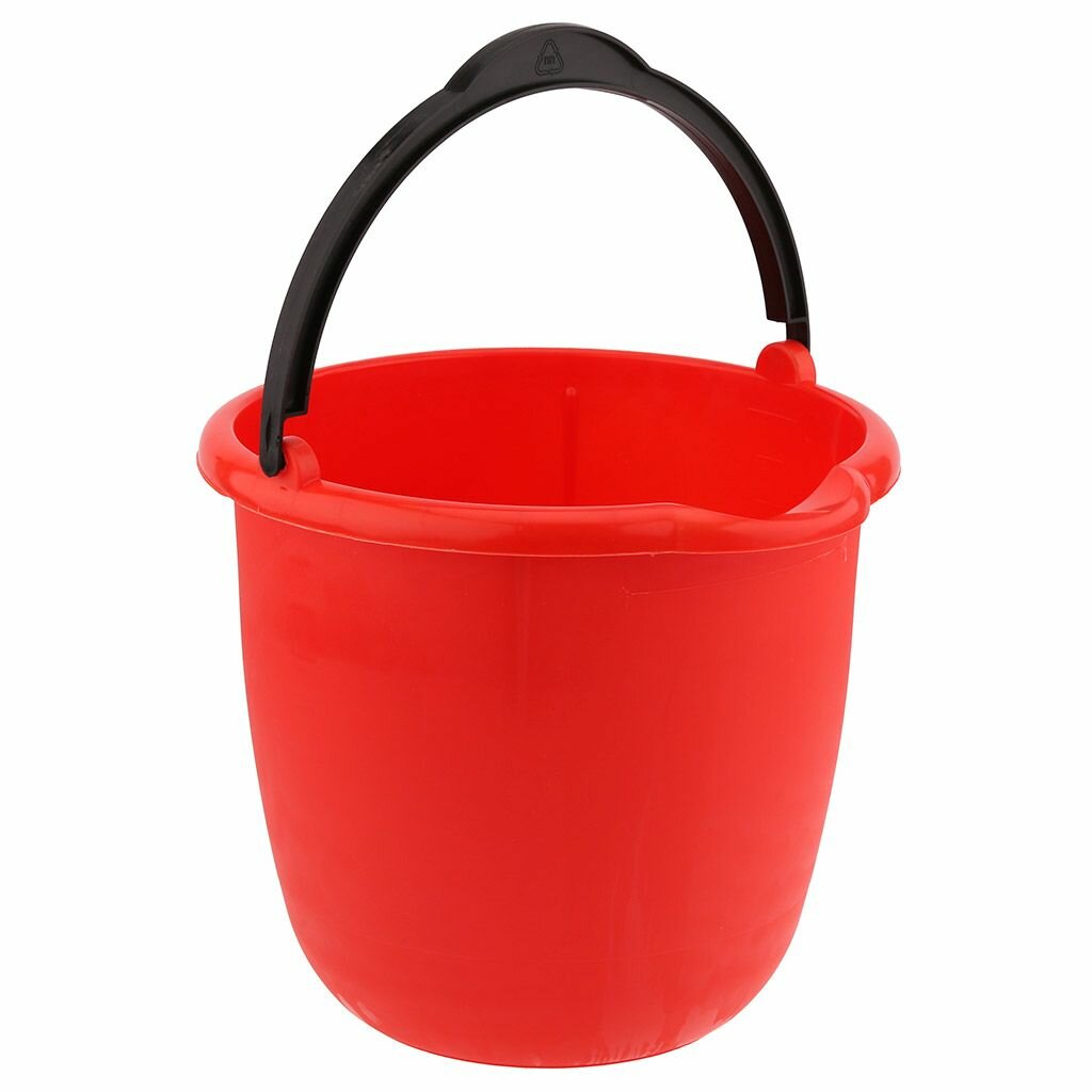 Ведро пластмассовое Домашняя Мода Лагуна №3 , пищевое, 10 л, мерное, с носиком, красное (305-0116)