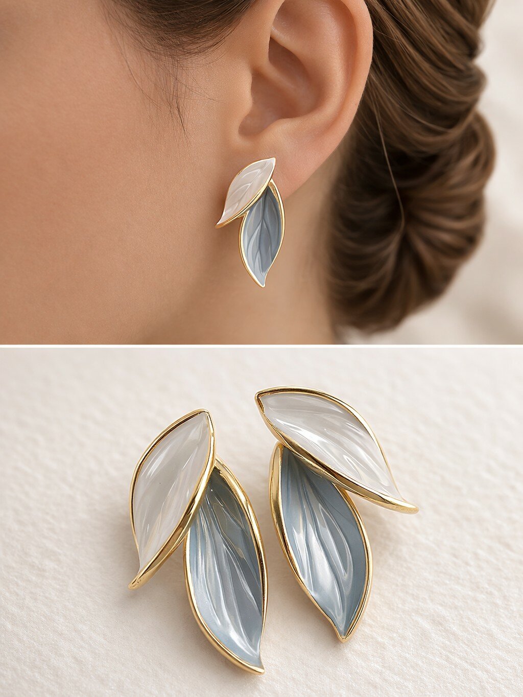 Серьги пусеты, эмаль