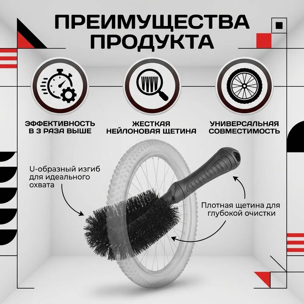 Профессиональная щетка для чистки автомобильных шин с 3D изогнутой головкой и эргономичной ручкой