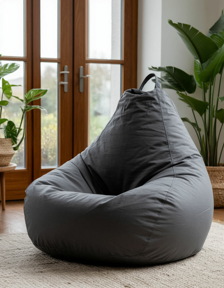 Кресло-мешок Мир Пуффов "Груша"XXXL, оксфорд темно серый, съемный чехол, для дома и кинотеатра