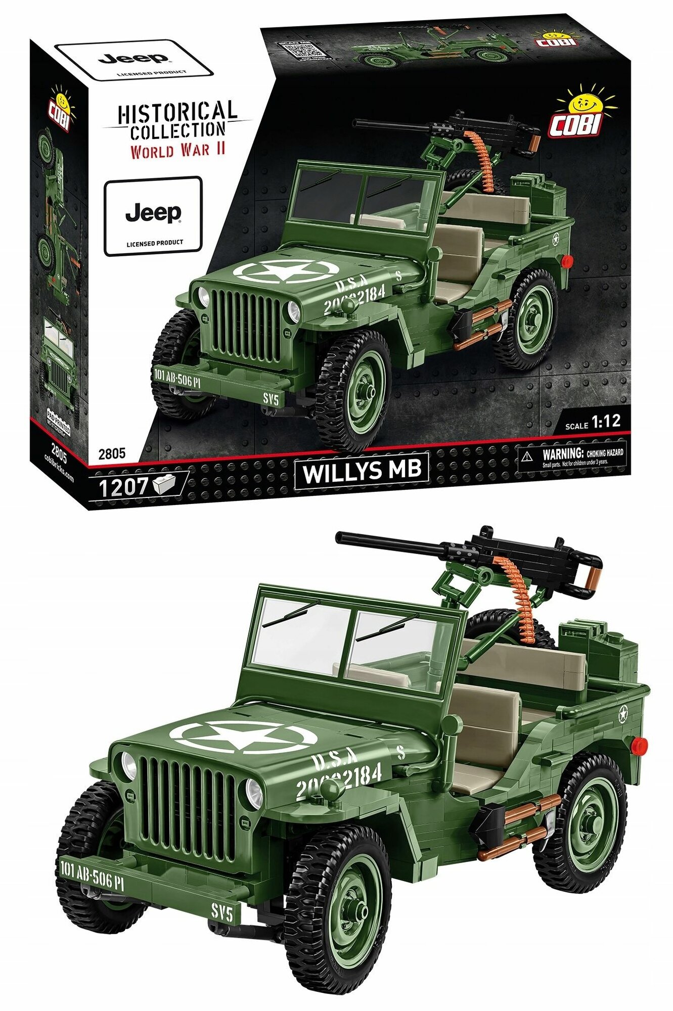 Конструктор Cobi Historical Collection scale 1:12 - Модель внедорожника Willys MB,1207 эл. - 2805