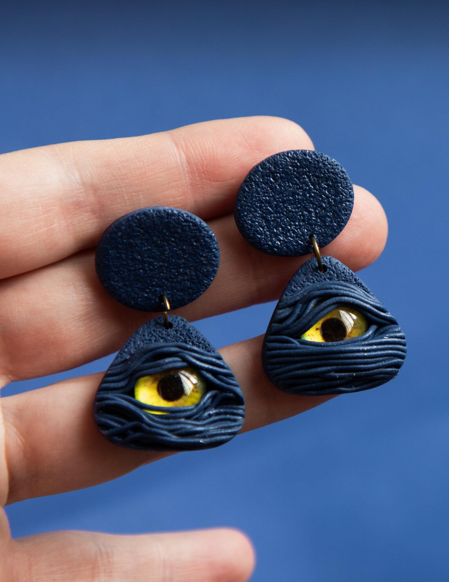 Серьги с подвесками, полимерная глина, стекло