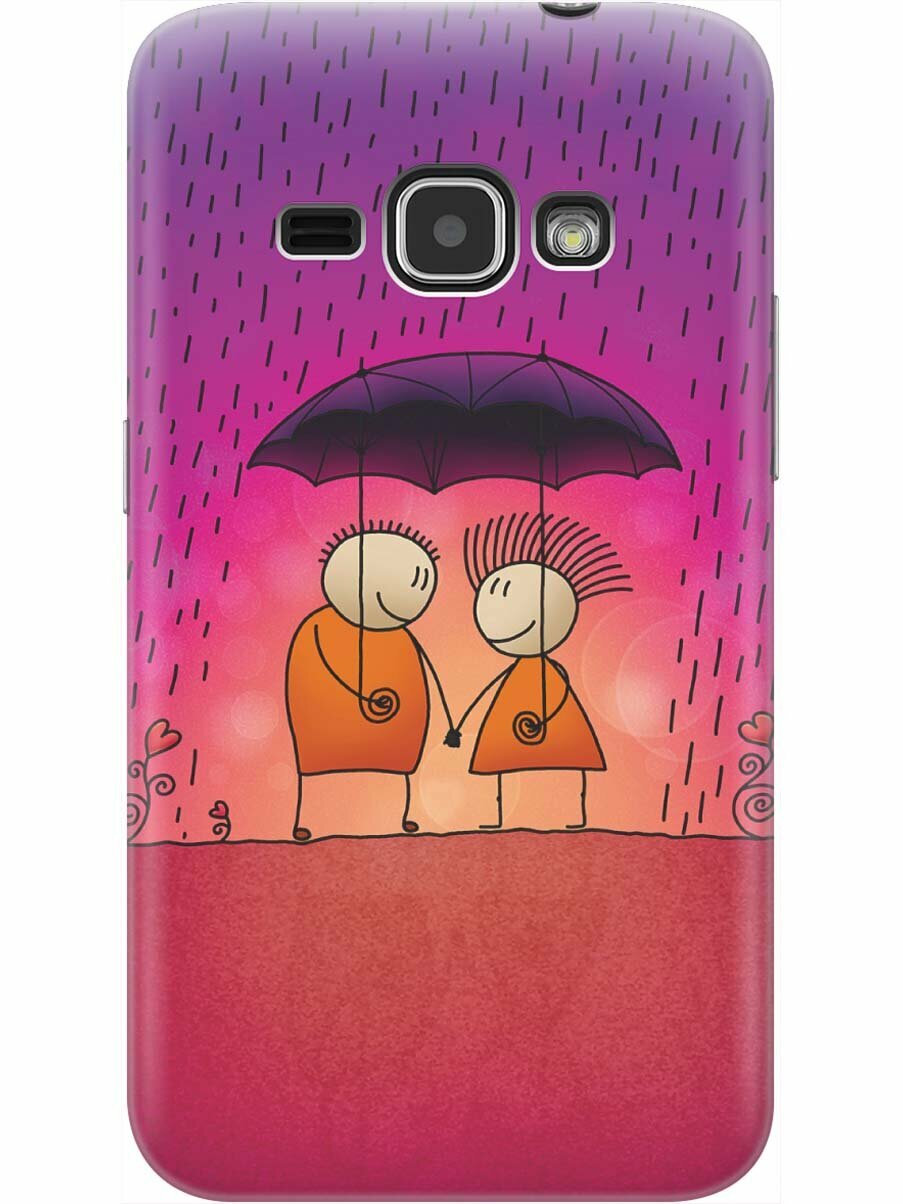 Накладка Transparent для Samsung Galaxy J1 (2016) с принтом "Парочка под дождем"
