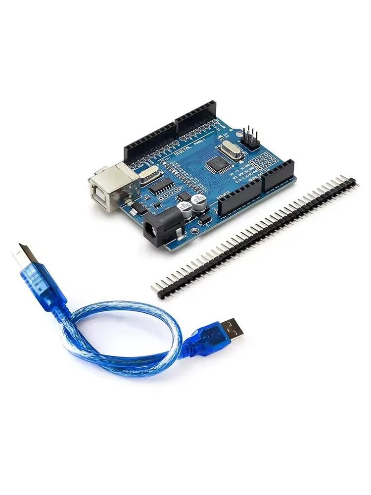 Отладочная плата Arduino UNO R3 (чипы CH340G + MEGA328P, 16 МГц) с USB-кабелем