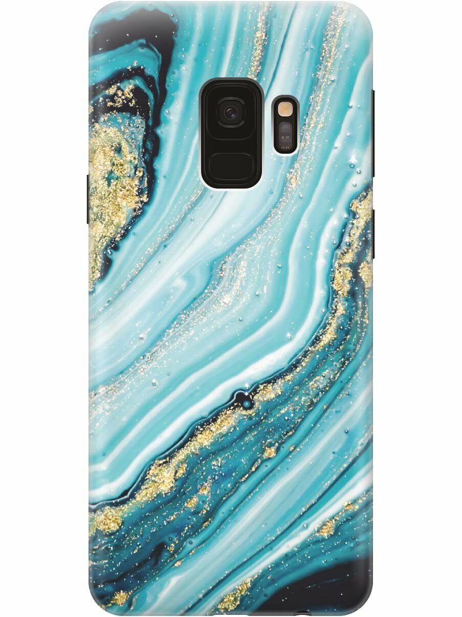 Ультратонкий силиконовый чехол-накладка для Samsung Galaxy S9 с принтом "Green Marble"