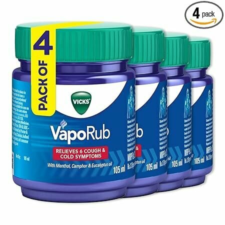 Vicks VapoRub Бальзам 50 мл Упаковка 4 шт Аромабальзам при простуде, кашле и боли в мышцах