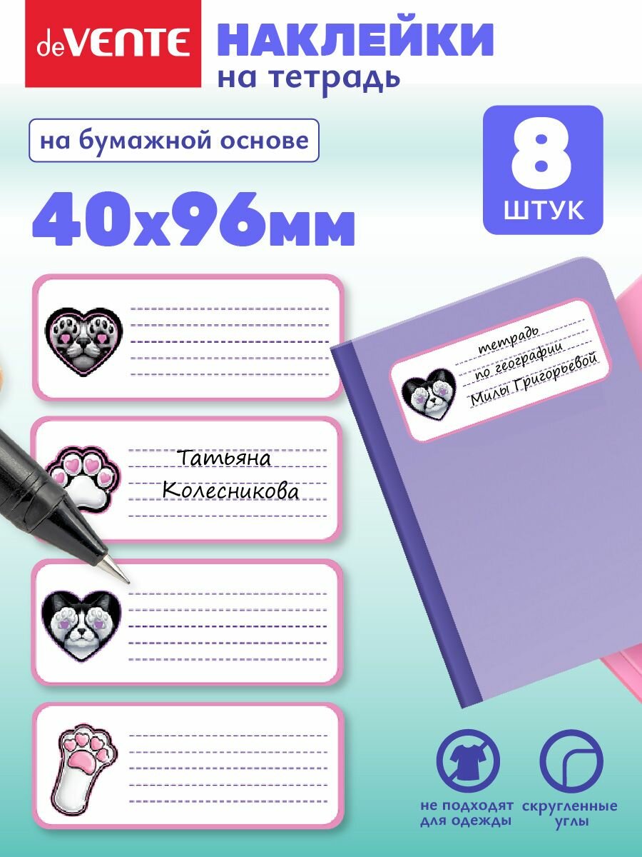 Наклейки для подписи тетради 8 шт
