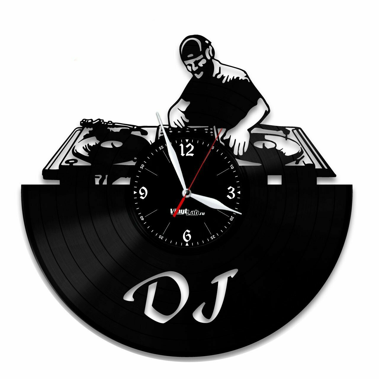 Часы из виниловой пластинки (c) VinylLab DJ, диаметр 30 см, оригинал