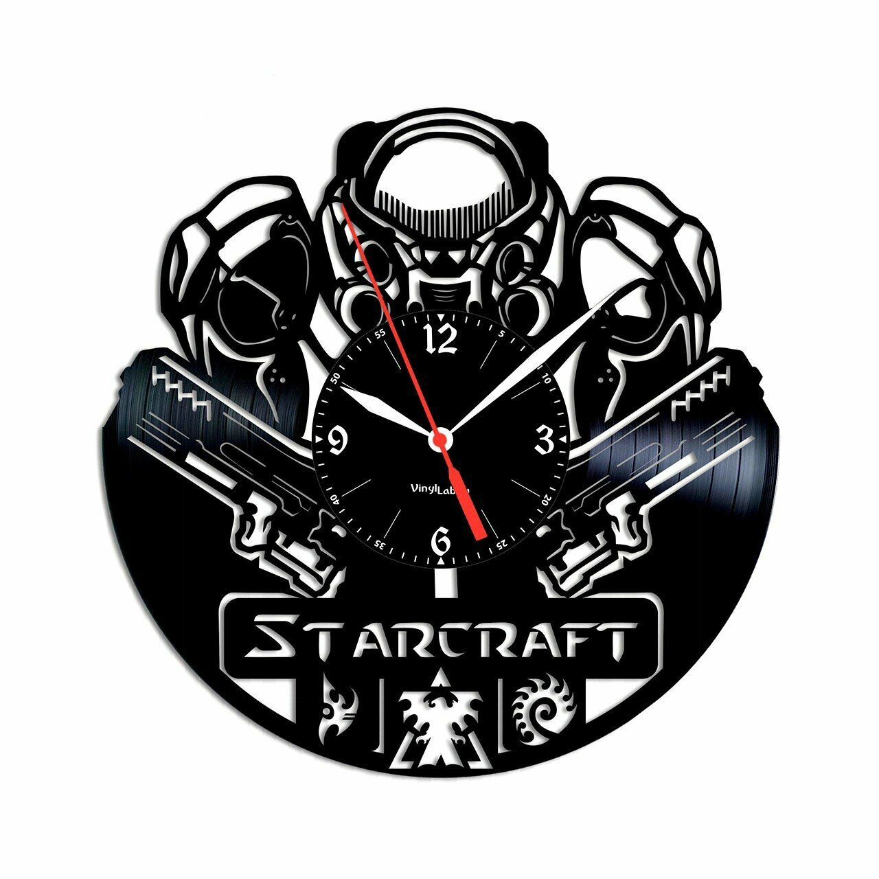 Часы из виниловой пластинки (c) VinylLab StarCraft, диаметр 30 см