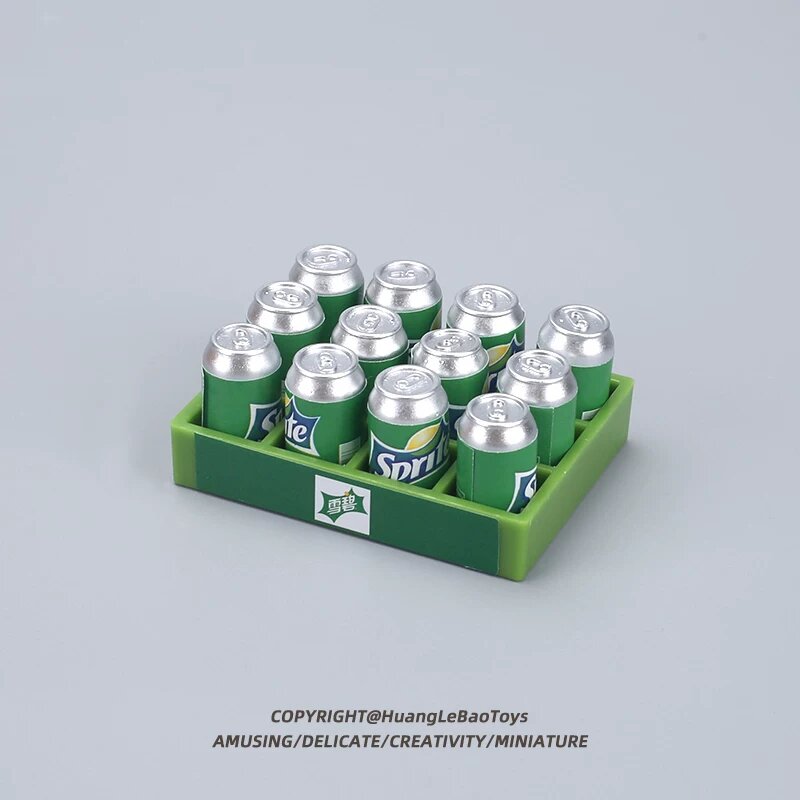 Миниатюрные 12-упаковка баночных бутылок Sprite для игровых наборов домика для кукол, коллекционная сценка