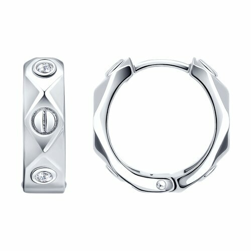 Серьги, серебро, 925 проба, родирование, фианит