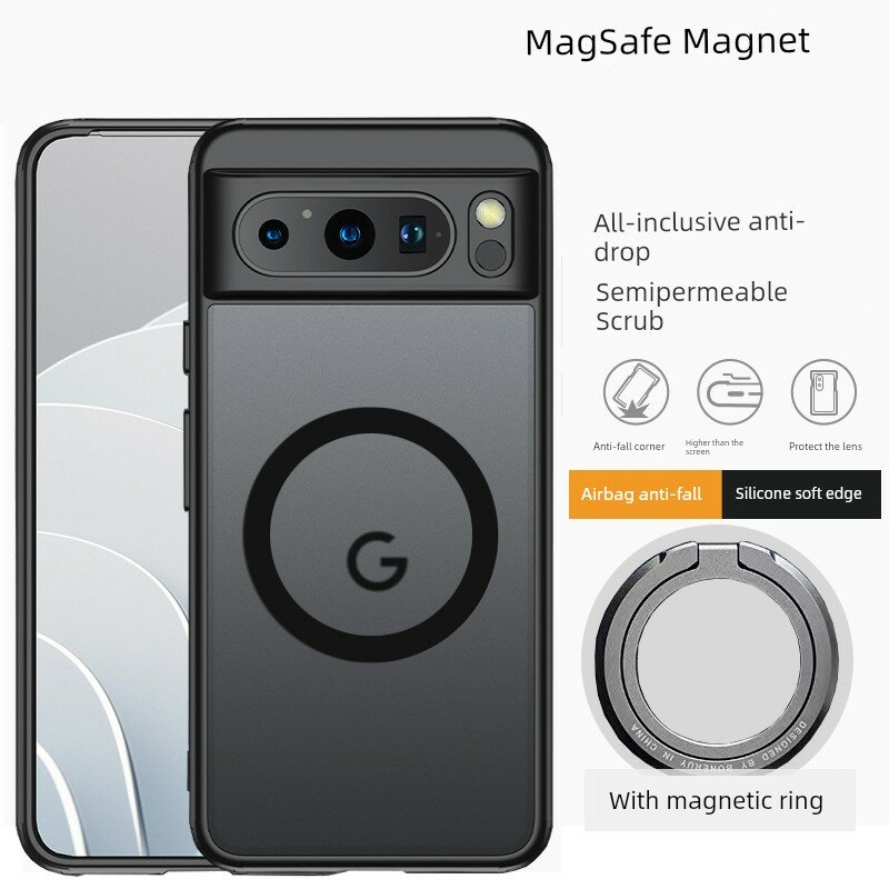 Google Pixel 10 Pro XL магнитный с магнитным кольцом матовый черный чехол