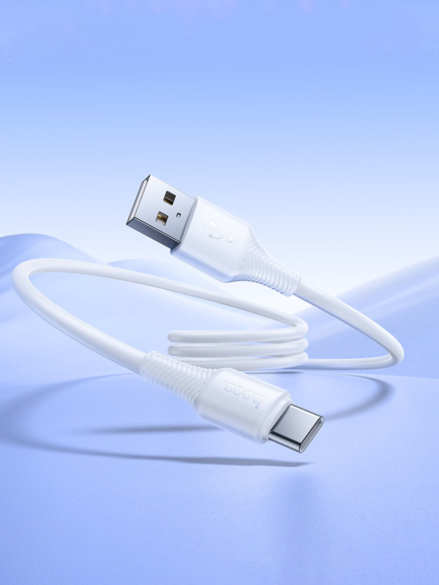 Кабель USB - Type-C Hoco X120 Victory, 1 метр белый, быстрая зарядка 3A