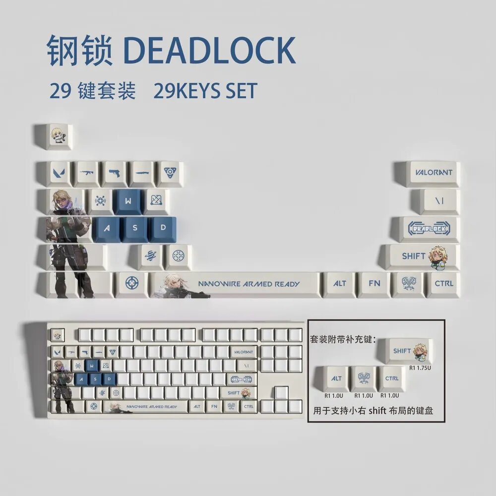 Valorant Deadlock / Кейкапы для механической клавиатуры/PBT Keycaps 29 Клавиш
