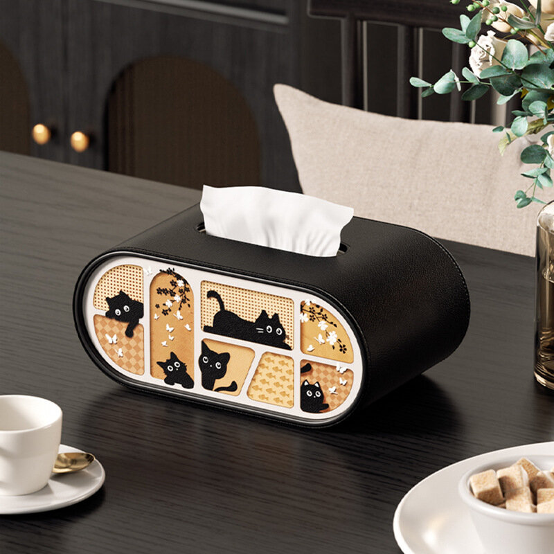 Овальная кожаная коробка для салфеток, подходит для гостиной и спальни, 1 шт.