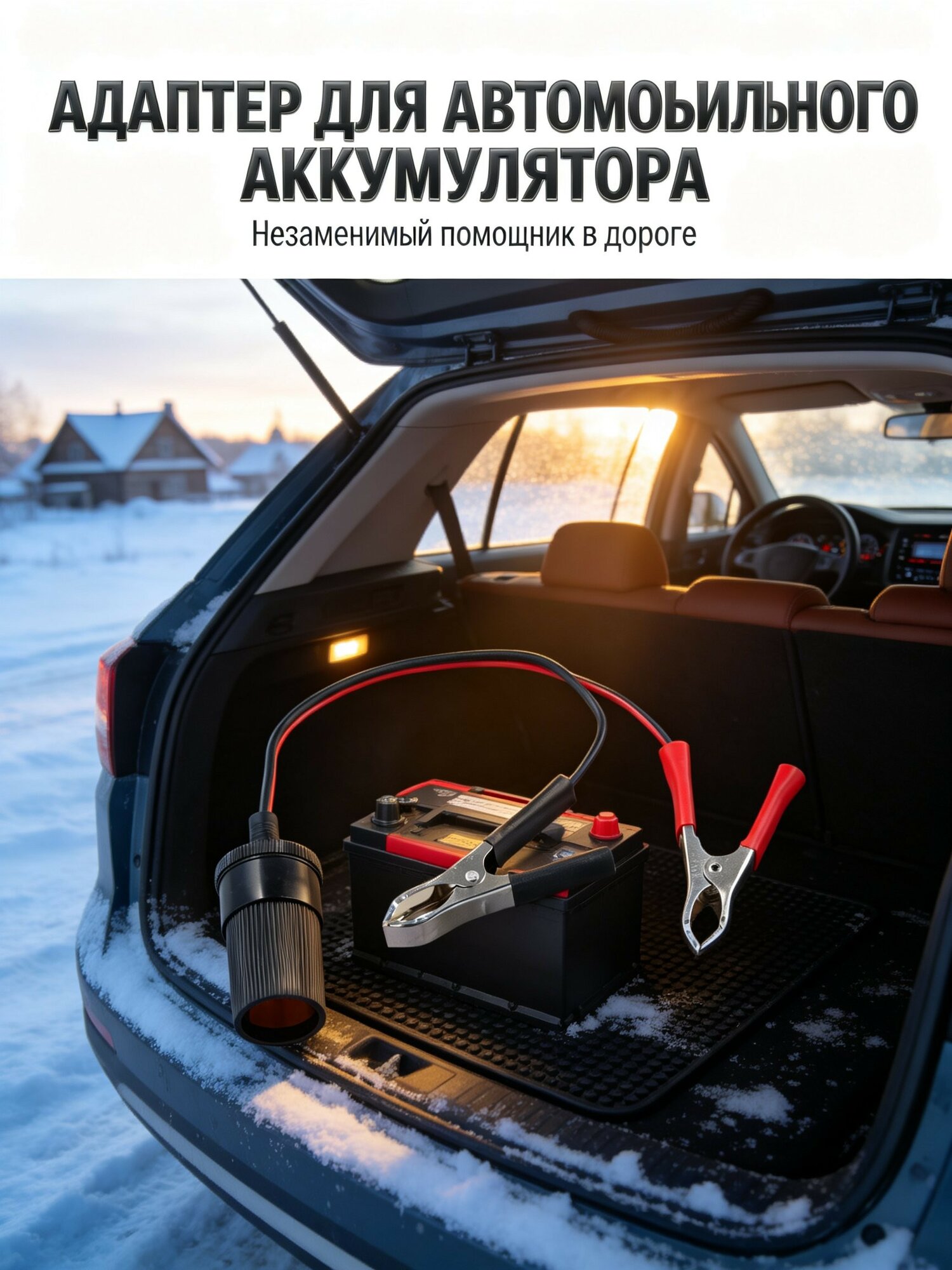 Переходник с клемм аккумулятора на гнездо прикуривателя, удлинитель кабеля для подключения устройств 12В, 1 шт, черный и красный