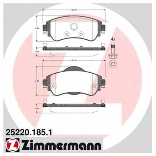 Колодки тормозные дисковые Zimmermann 252201851 для Citroen C4 II