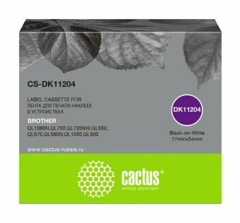 Картридж ленточный CACTUS DK-11204 черный на белом для Brother P-touch QL-500, QL-550, QL-700, QL-800 (CS-DK11204)